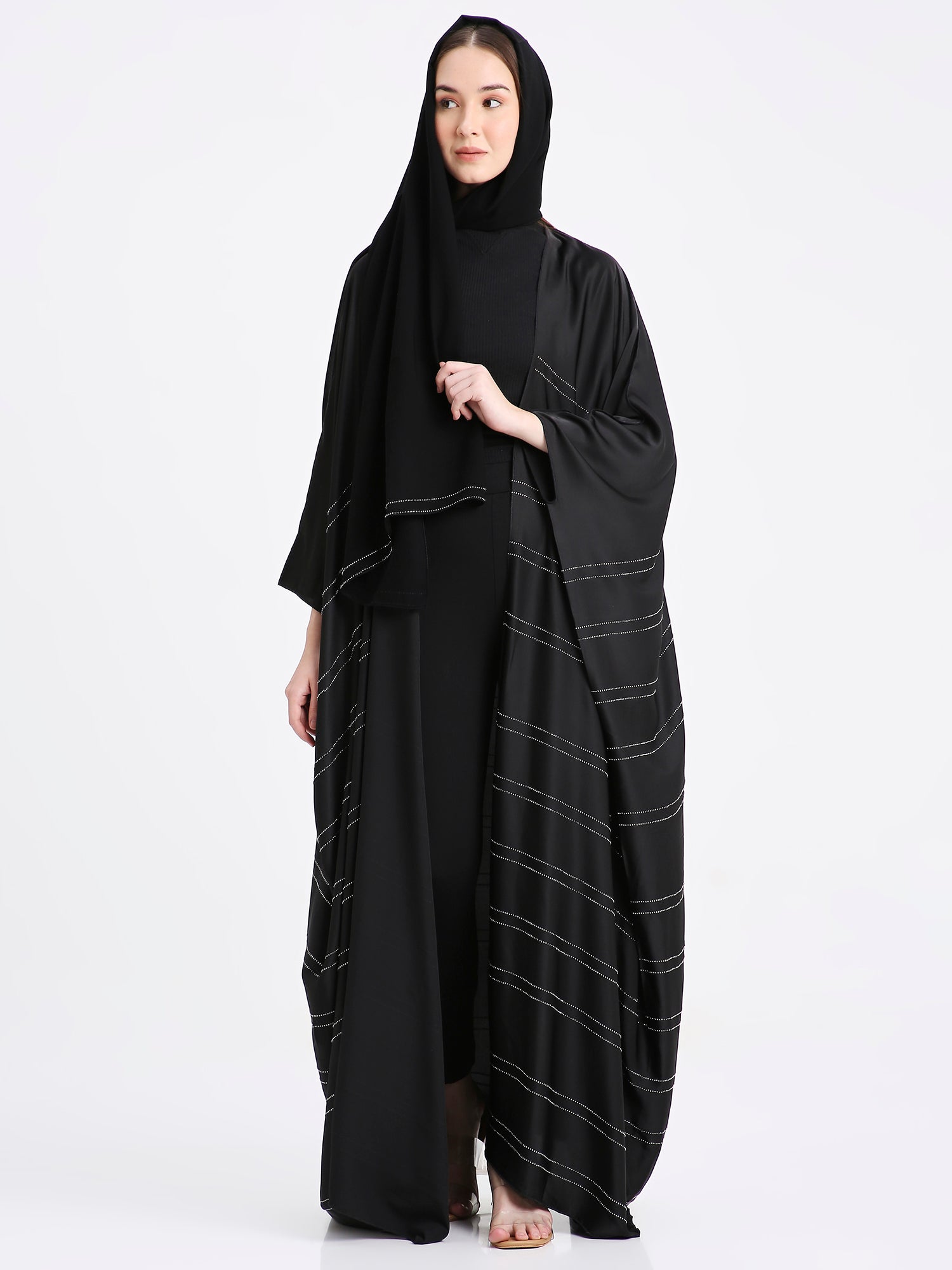 Captivating Black Cape With Hijab – Meeshum